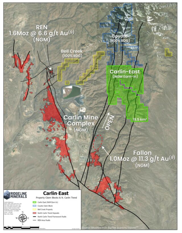 Ridgeline Minerals verkauft Carlin-East-Goldprojekt an Nevada Gold ...